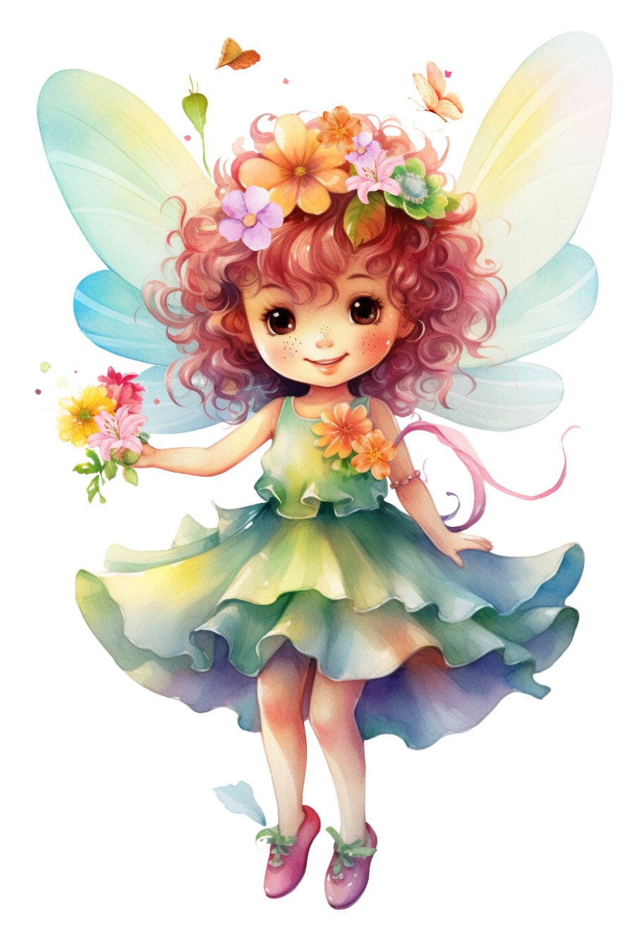 Cute Fairy Clipart, Bundle of 5, Cute Flower Fairy Clipart, Magical ...
