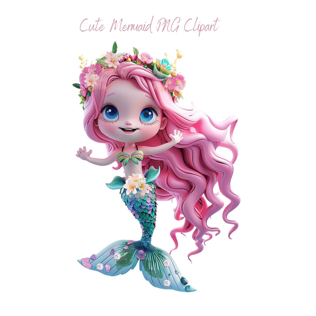 Cute Kids Clipart, Mermaid Clipart, Mermaid Digital Download, Mermaid ...