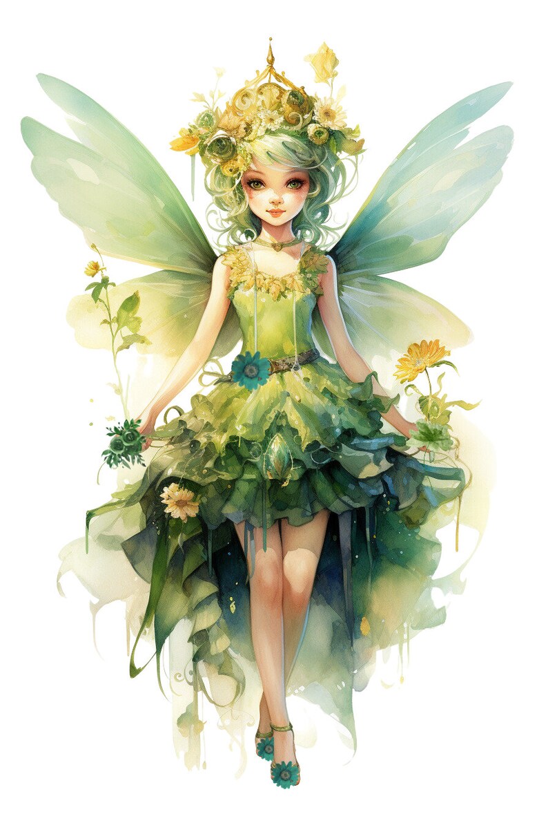 Cute Forest Fairy Clipart, Flower Fairy Clip Art, Girls Printable PNG ...