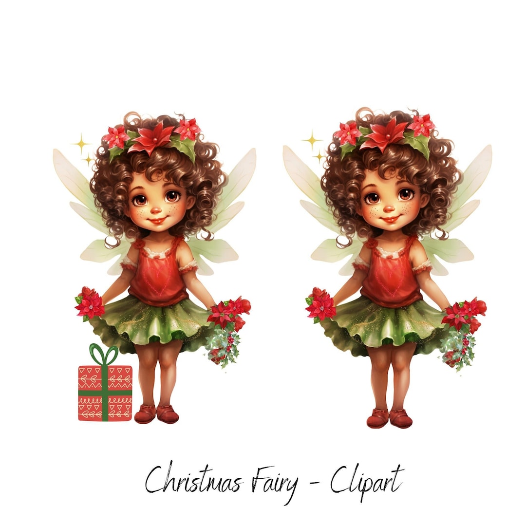 Fairy Christmas, Cute Fairy Christmas Clipart PNG, Instant Download ...