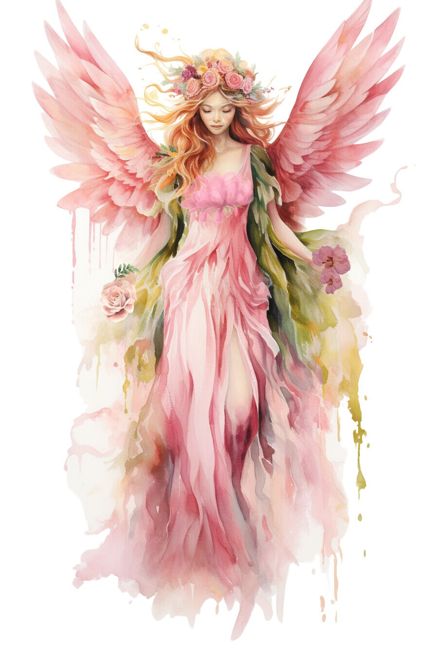 Watercolor Flower Angels, Angel Clipart, Card Making, Wall Art ...