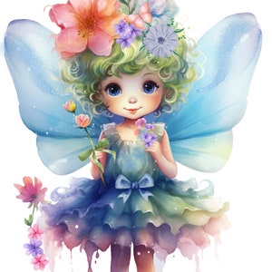 Cute Forest Fairy Clipart, Flower Fairy Clip Art, Fairies, Watercolor ...