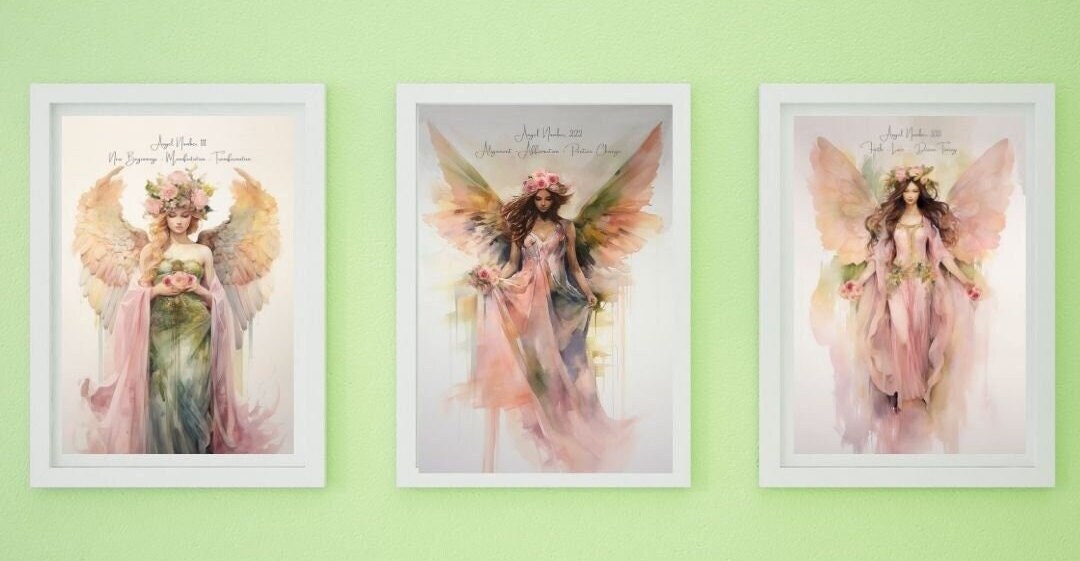 Angel Number Poster Set 111, 222, 333 Wall Art Angel Numbers Angel ...