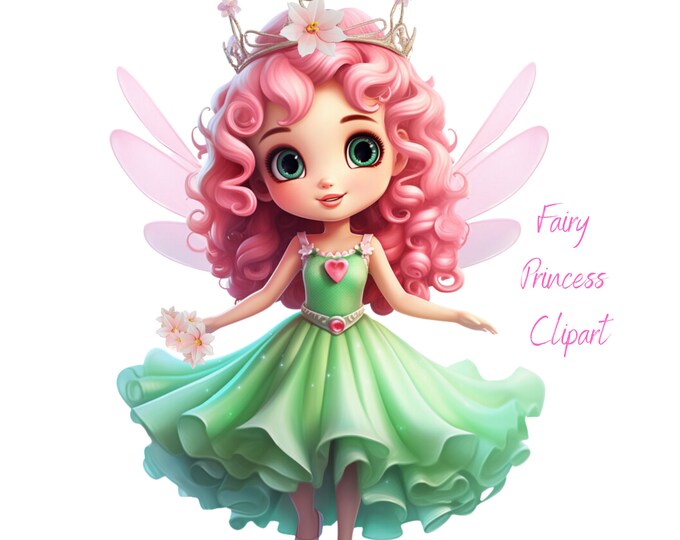 Cute Fairy Clipart, Fairy Princess PNG Instant Download, Cute Fairy ...