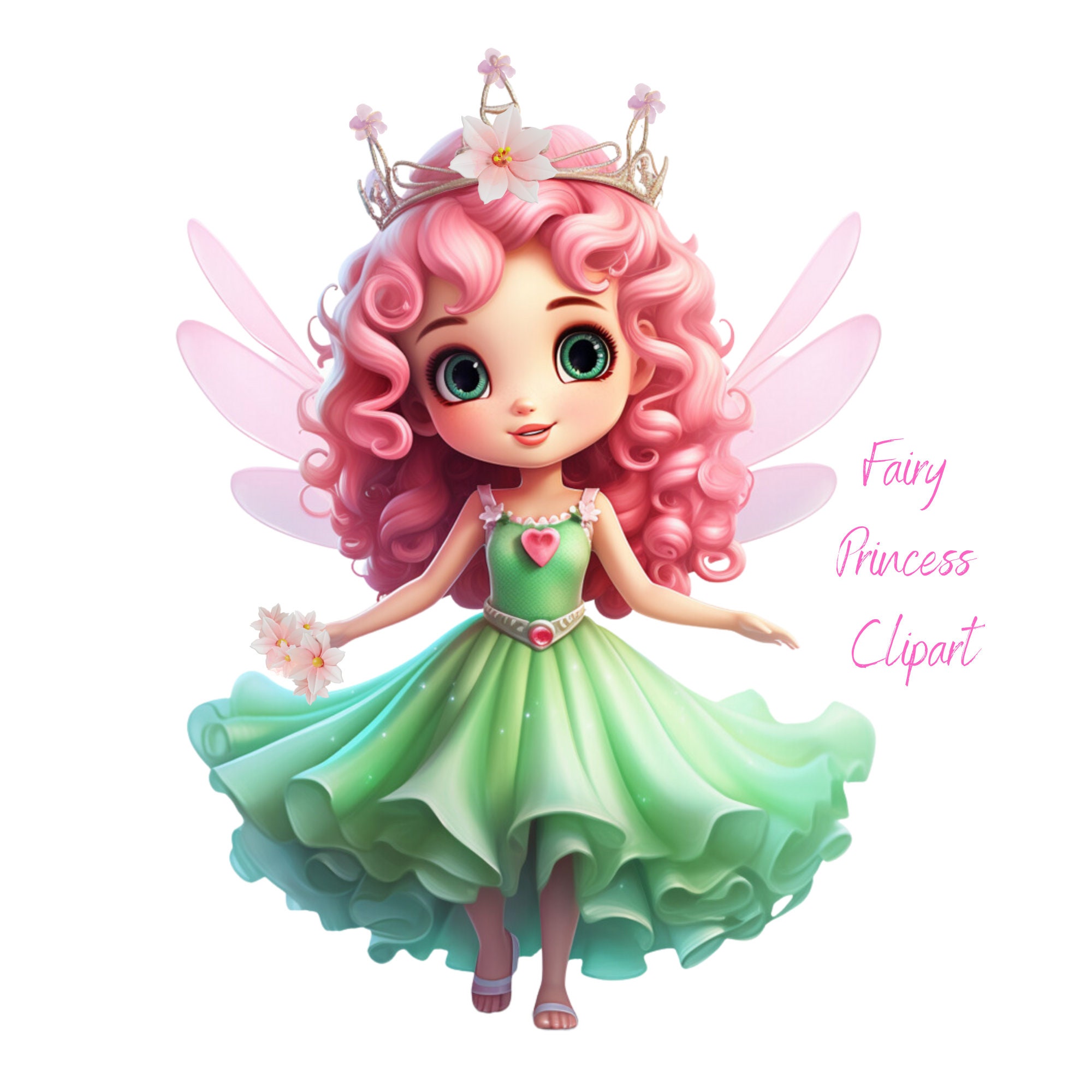 Cute Fairy Clipart, Fairy Princess PNG Instant Download, Cute Fairy ...