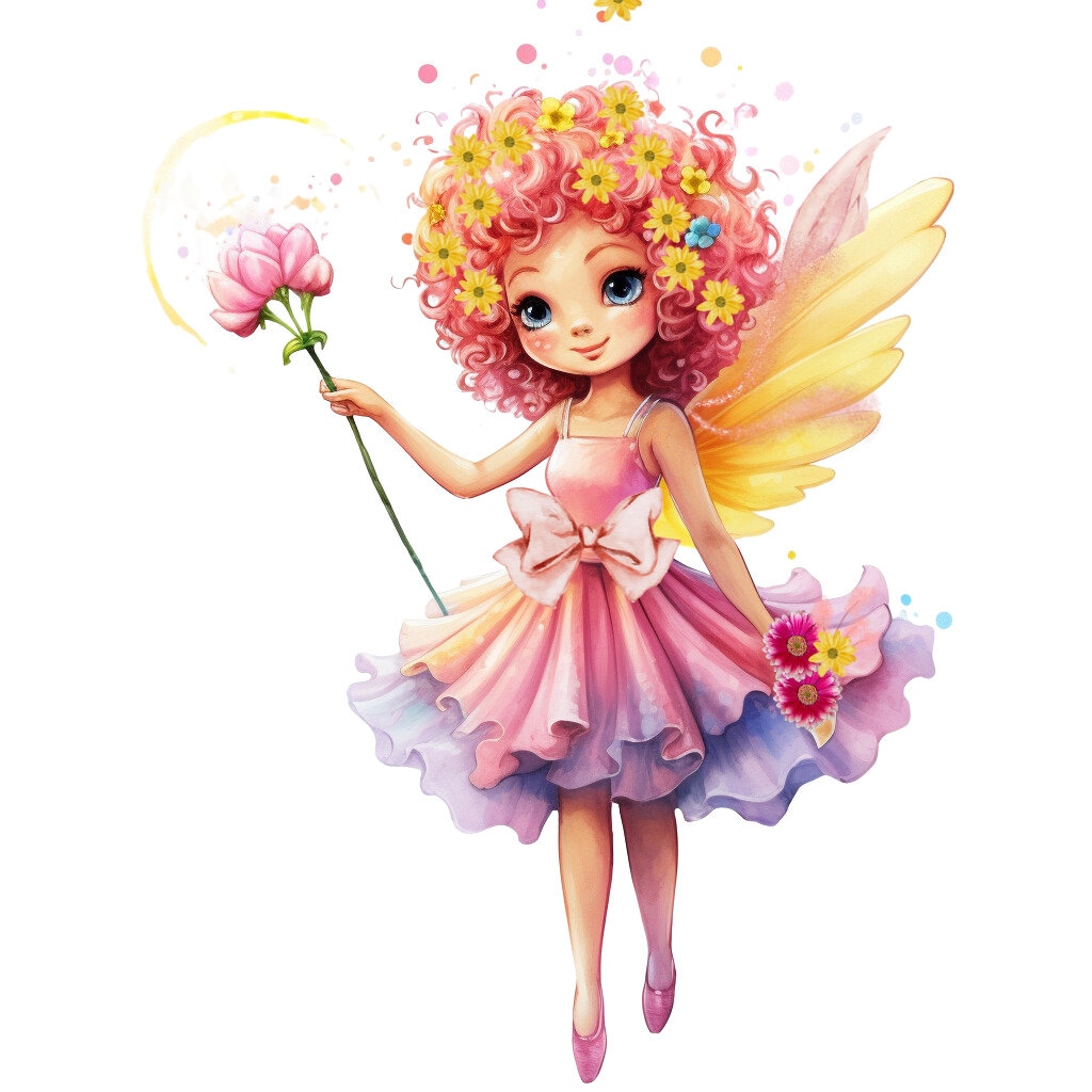 Cute Garden Fairy Clipart, Rainbow Fairy Clip Art, Cute Fairy Printable ...