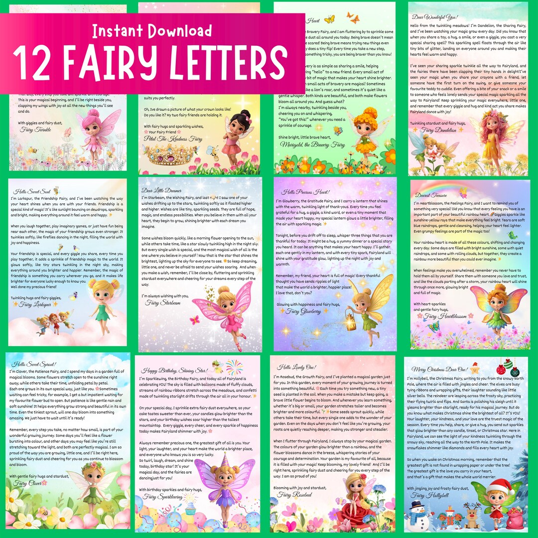 12 Fairy Letters Bundle, Magical Printable Fairy Mail Set for Kids ...