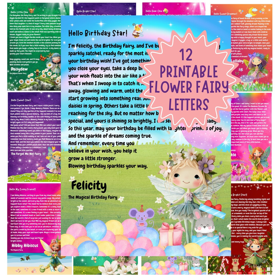 FAIRY LETTERS for Kids, Printable Fairy Encouragement Notes, 12 Fairy ...