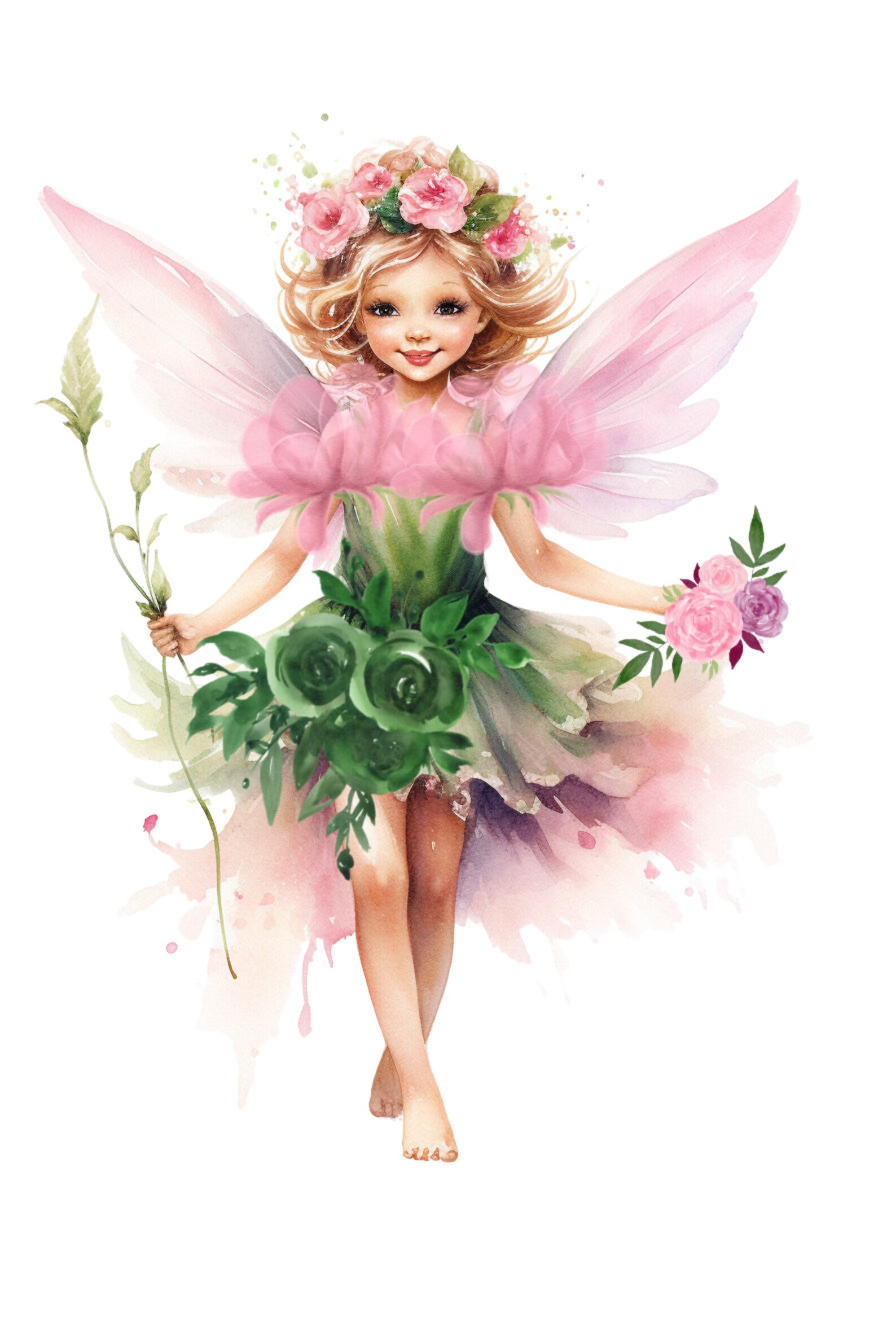 Cute Forest Fairy Clipart, Flower Fairy Clip Art, Fairies, Watercolor ...