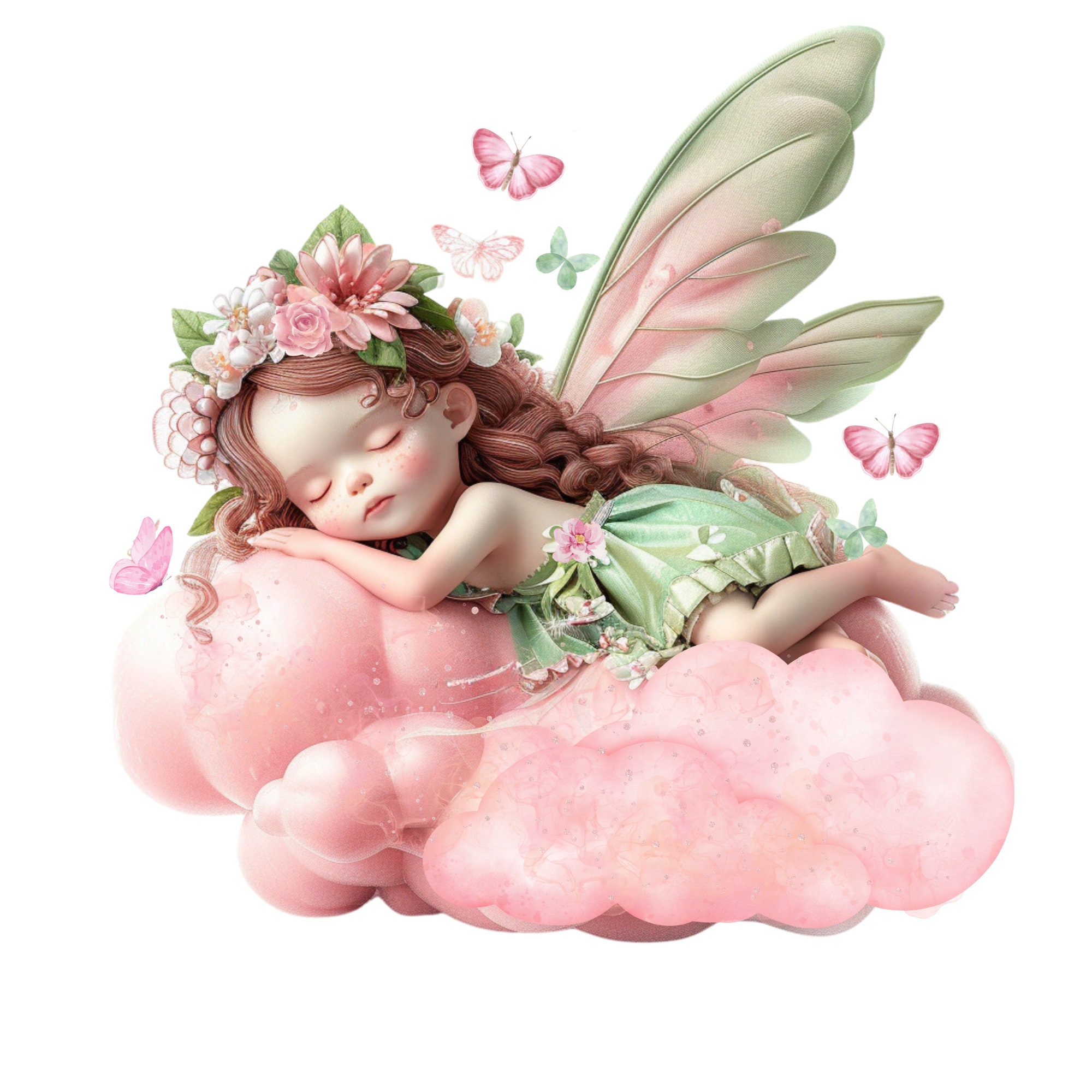 Cute Fairy Clipart, Sleeping Fairy PNG, Digital Download, Pink Fairy ...