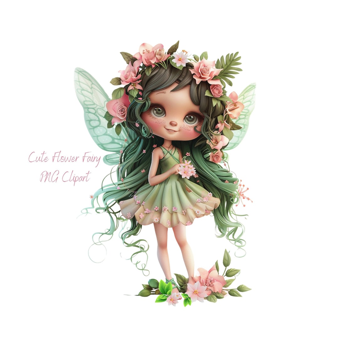 Cute Fairy Clipart, Cute Fairy PNG, Digital Download, Garden Fairy ...