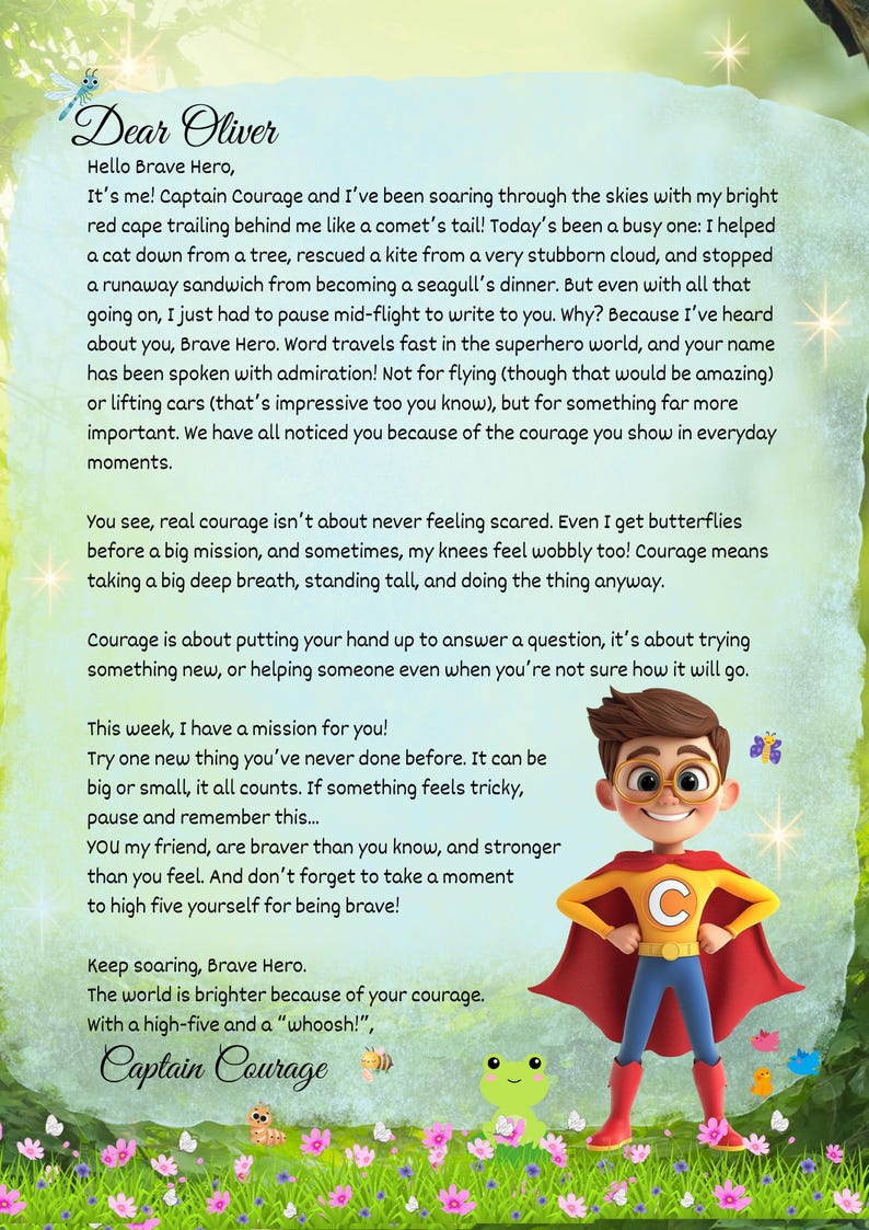 Personalized Superhero Letter for Boys: Captain Courage, Bravery Gift ...