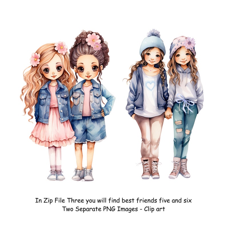 Cute Clipart, Best Friend Clipart, Bundle of 10 PNG Files Transparent ...