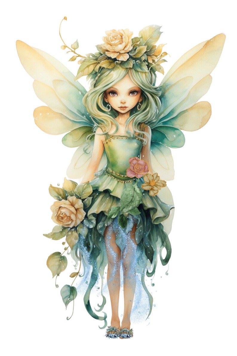 Cute Forest Fairy Clipart, Flower Fairy Clip Art, Girls Printable PNG ...