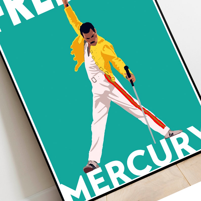 Queen Freddie Mercury Iconic Wall Art of a Music Legend Vector A3 Art ...