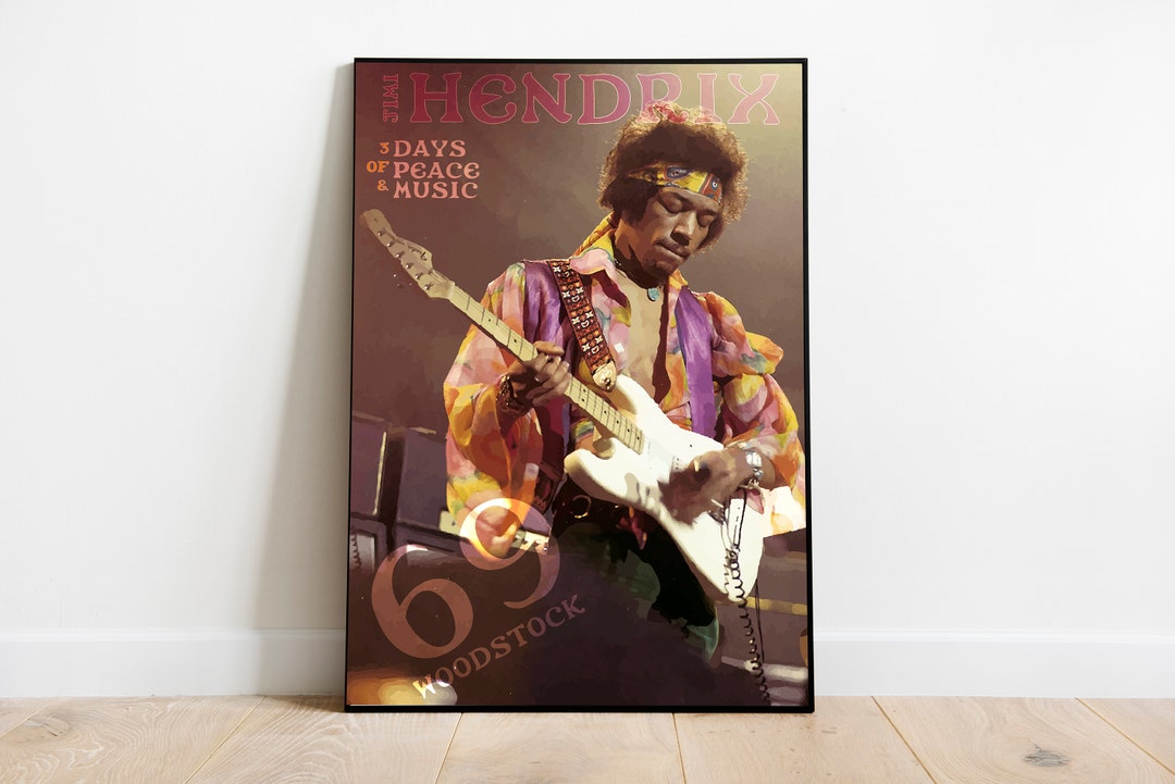 Jimi Hendrix Inspired Woodstock Concert 1969 Vector A3 Poster Guitar ...