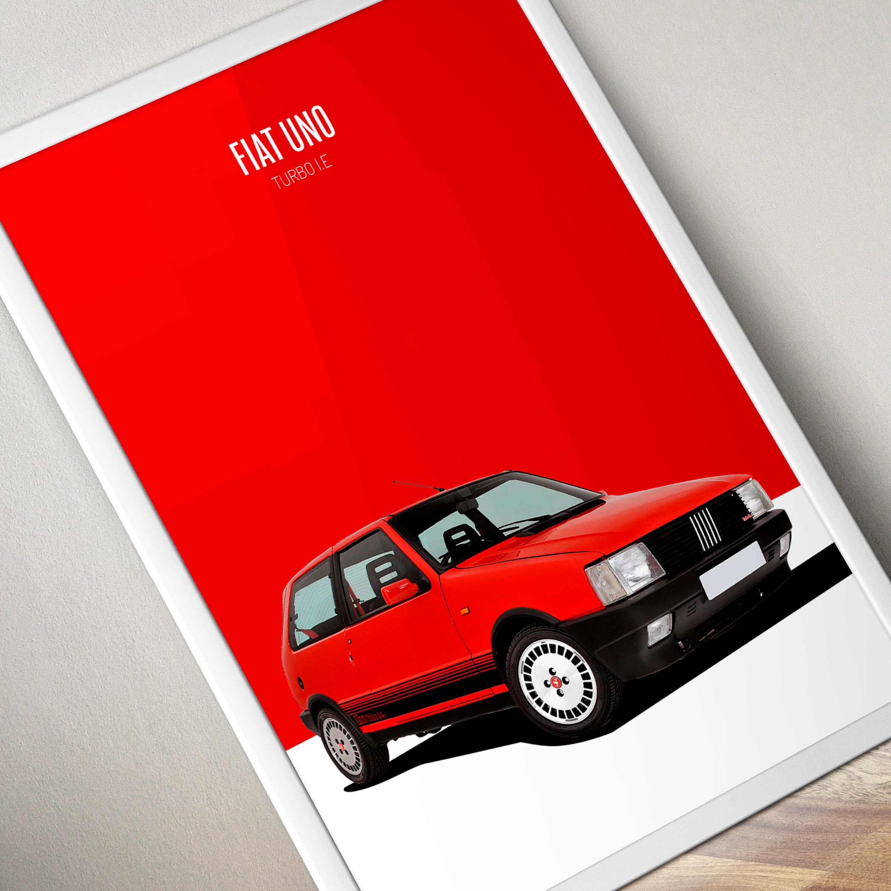 FIAT Uno Turbo I.E Abarth A3 Car Poster Fiat Classic Car Poster Abarth ...
