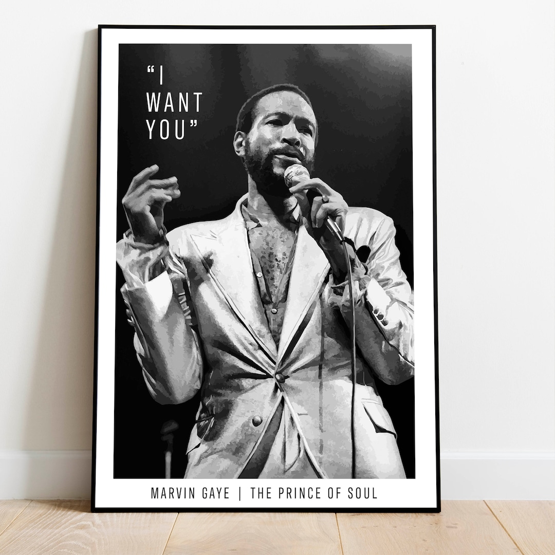 Marvin Gaye the Prince of Soul I Want You Inspired Vector Wall Art A3 ...