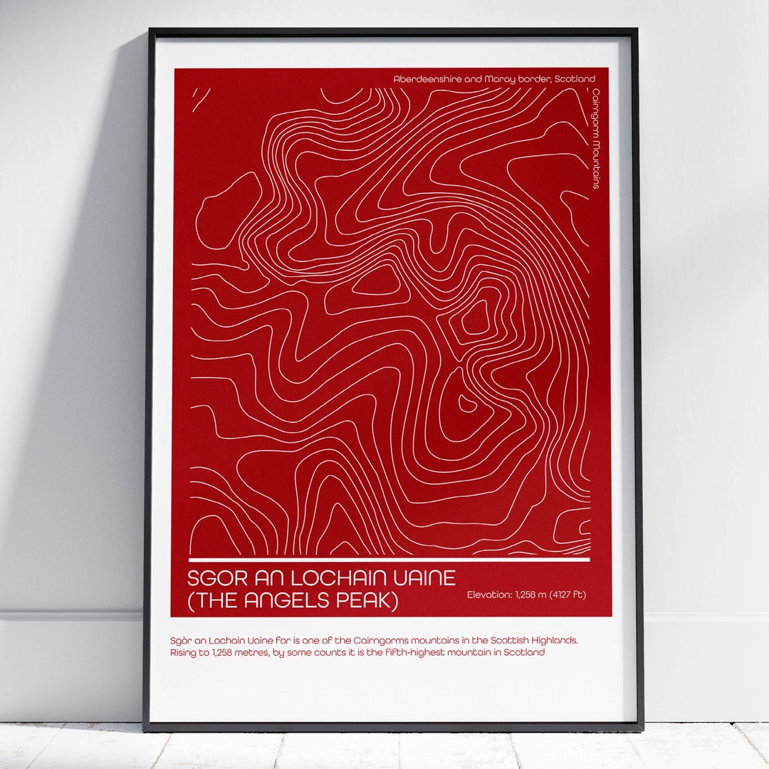 Sgor an Lochain Uaine Contour A3 Poster Mountain Contour Sgor an ...