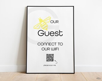 Personalised Wifi Sign Print QR Code Scanner 9 Designs Guest Wifi ...