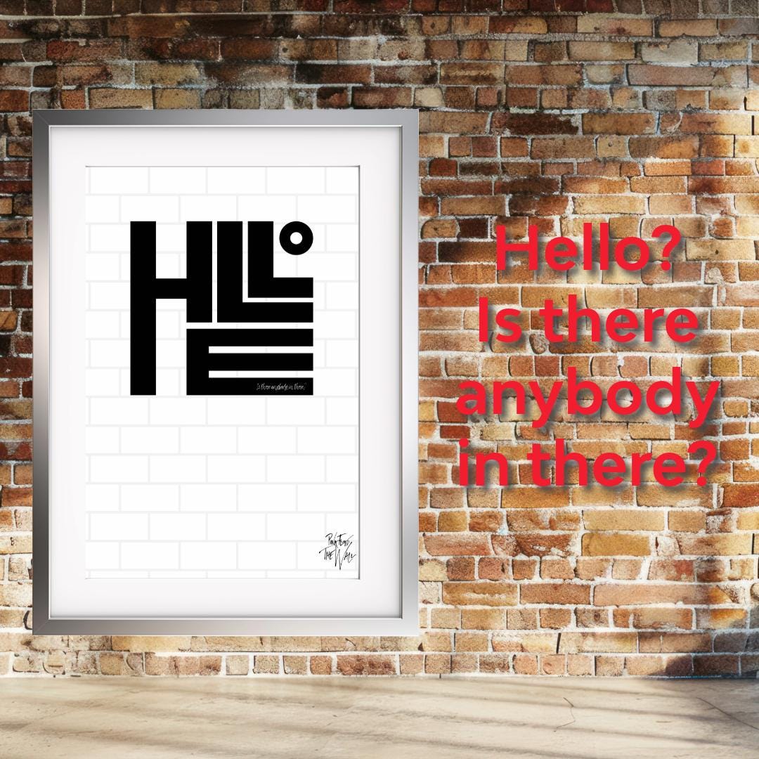 Pink Floyd the Wall Hello is There Anybody in There Inspired Wall Art ...