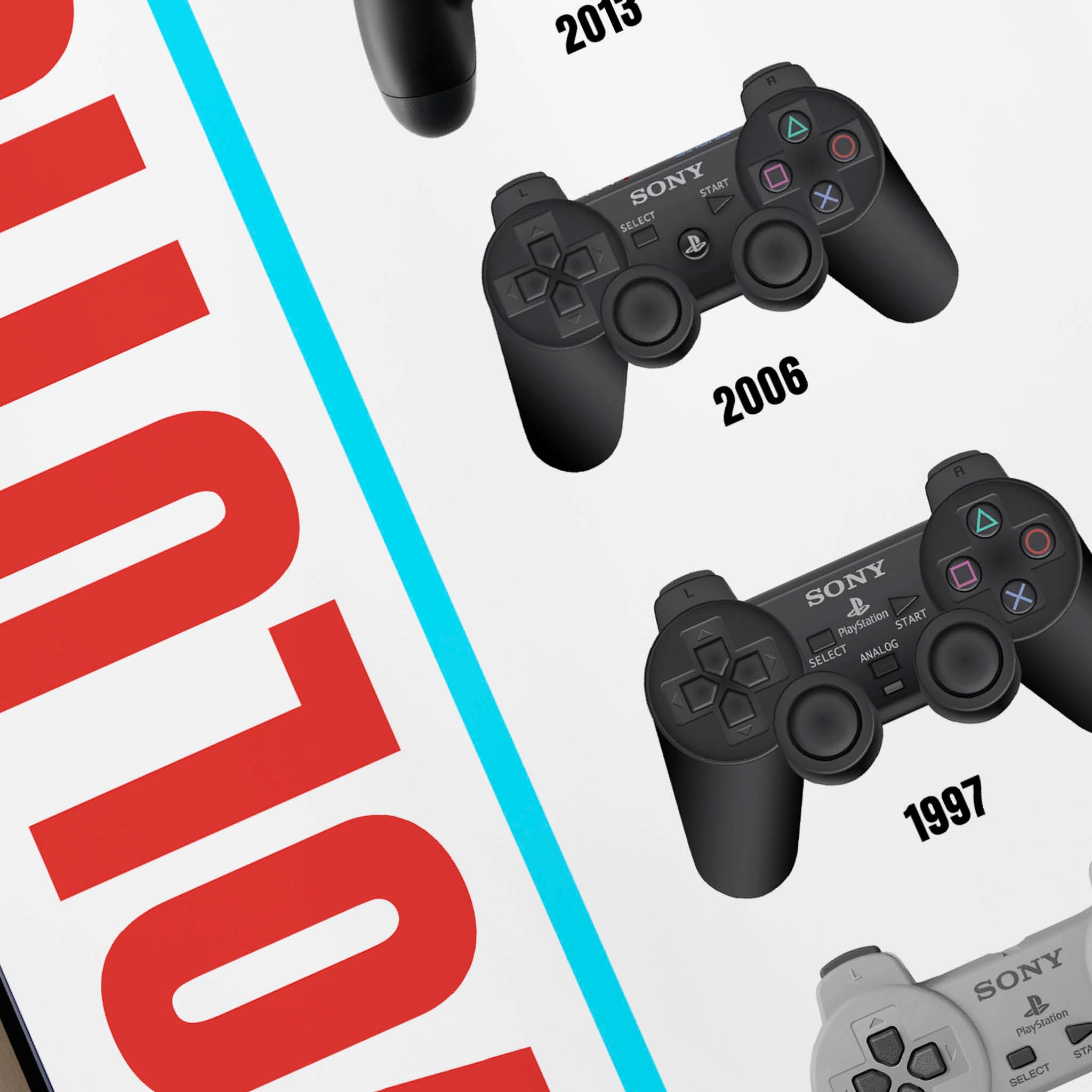 Evolution of Playstation Contollers Wall Art Gamers Gift - Etsy