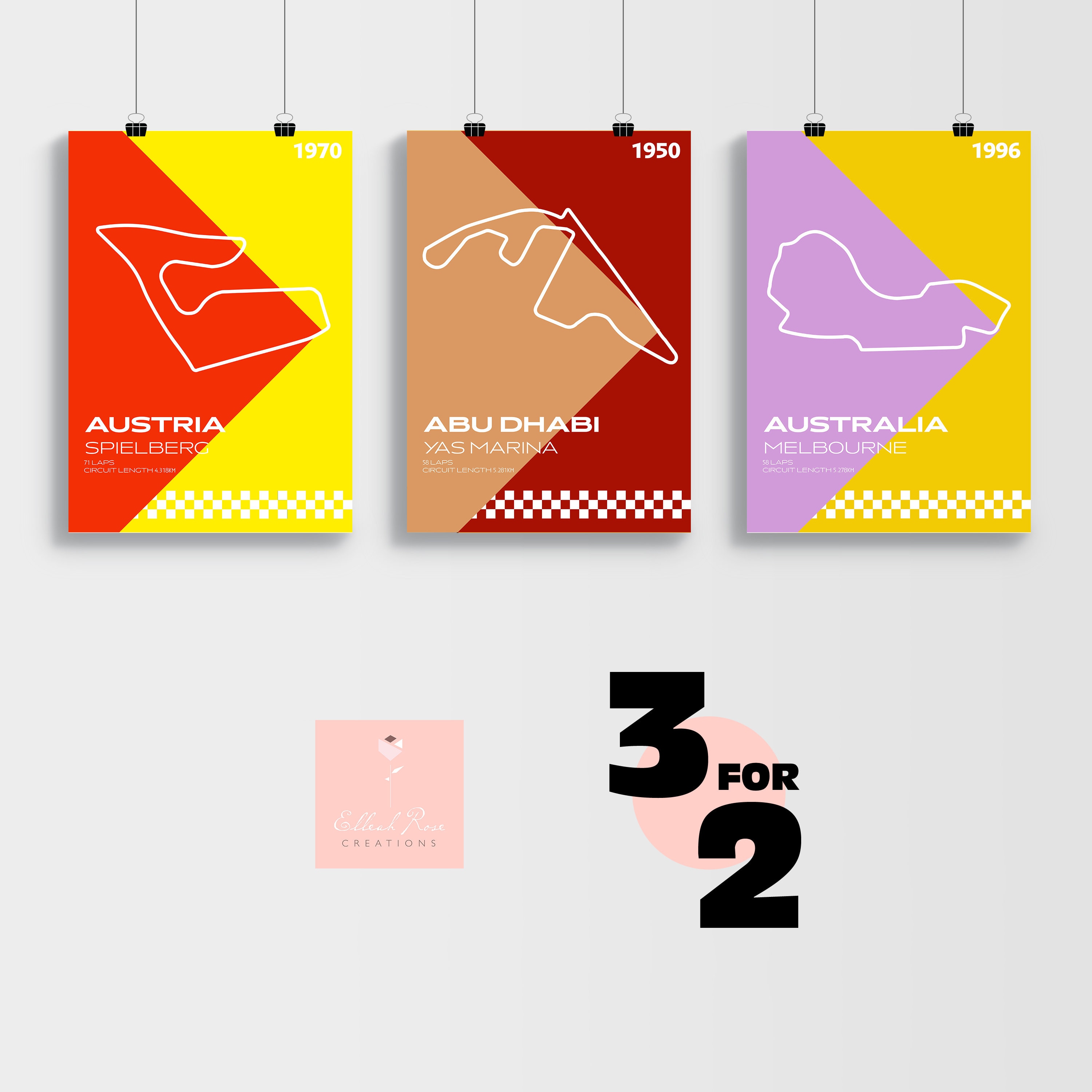 Formula 1 Track Poster Formula One Circuit Formula One Poster Wall Art ...