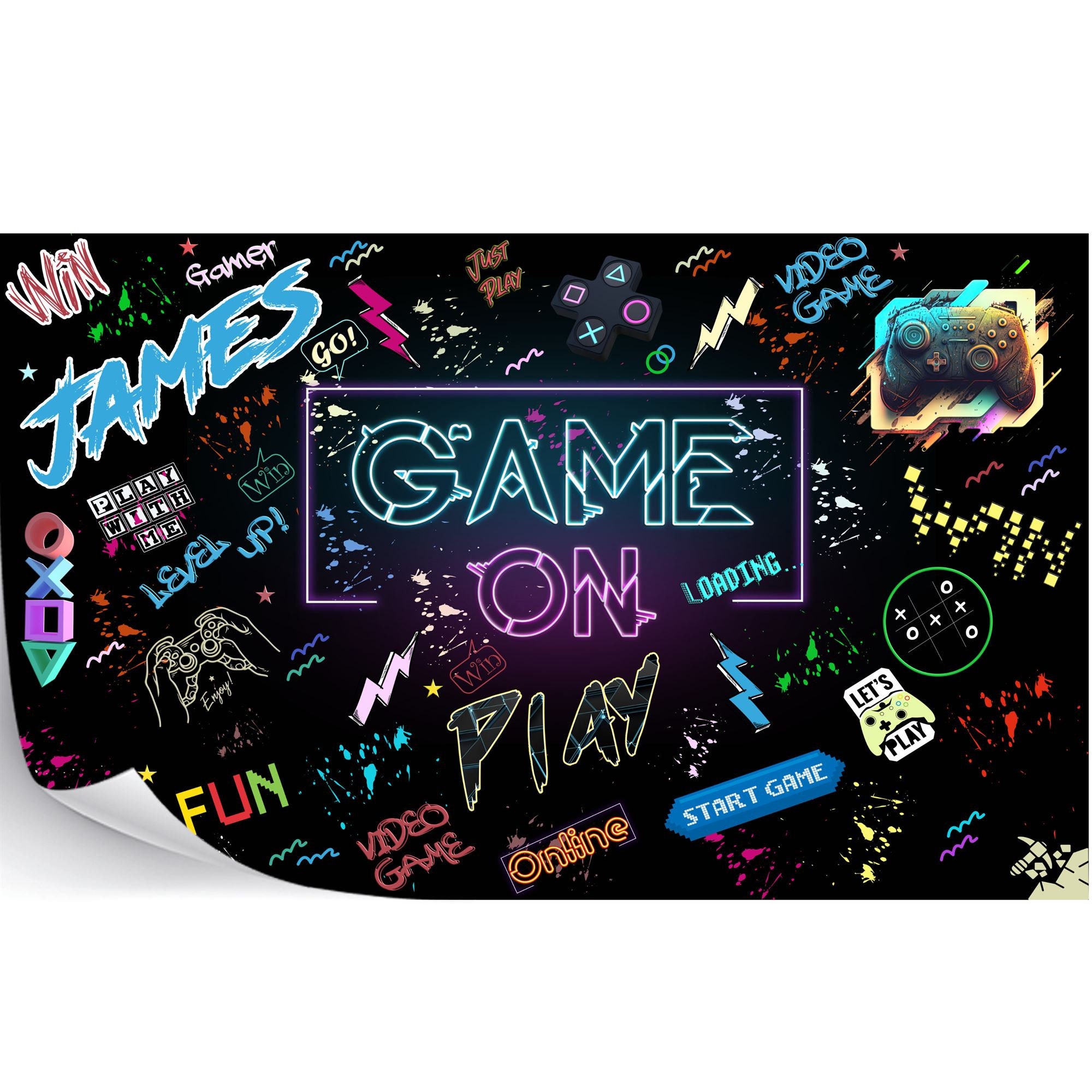 Games Theme Gaming Room, Custom Art, PERSONALIZED NAME Decal Sticker ...