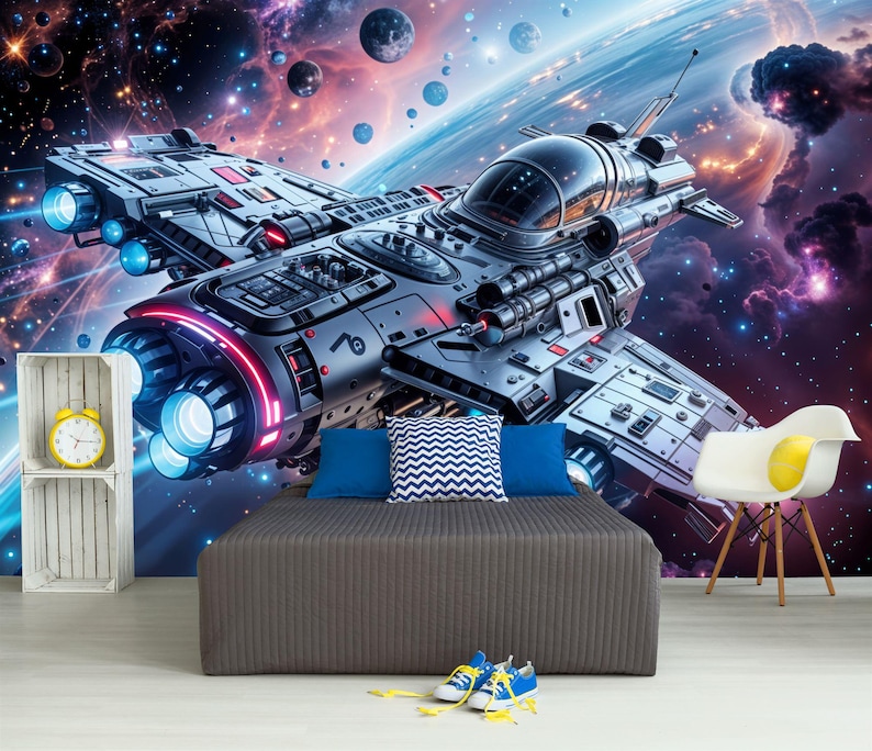 Spaceship Earth View Wallpaper Mural, 3D Peel and Stick Decal - Etsy