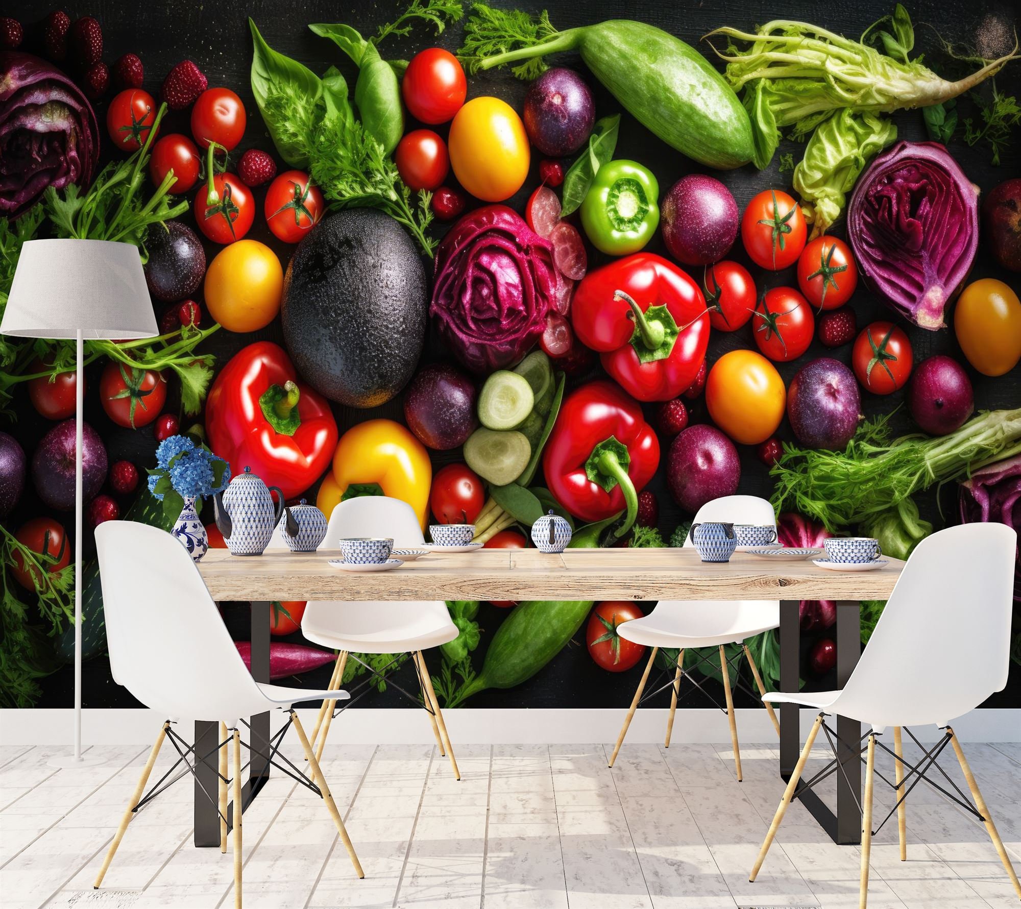 Vegetable Kitchen, Restaurant Decor, Vegan, Gift, Healthy Food Mural ...
