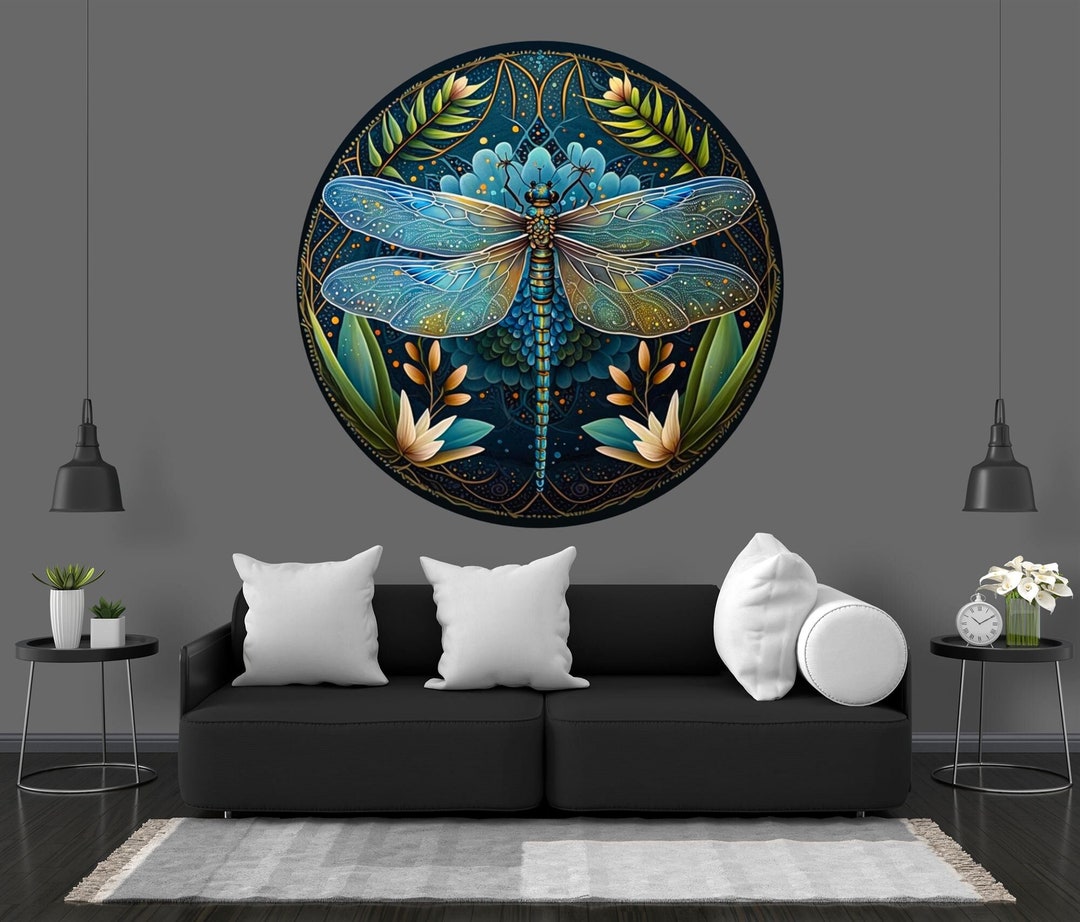 Colorful Dragonfly Mandala Art Circle Poster Photomural Wall Décor Easy ...