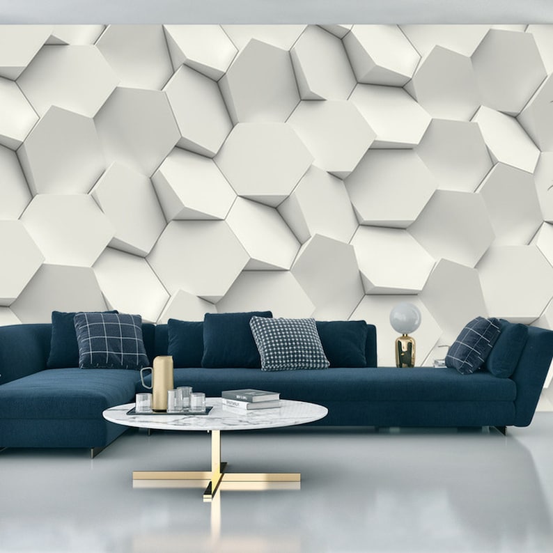 3D Hexagon Wall Mural, Geometric Peel and Stick Wallpaper - Etsy