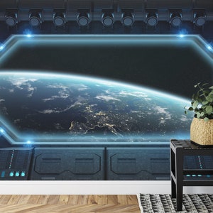 Outer Space Spaceship Window View Gift, Stars Astronomy Kids Room Decor ...