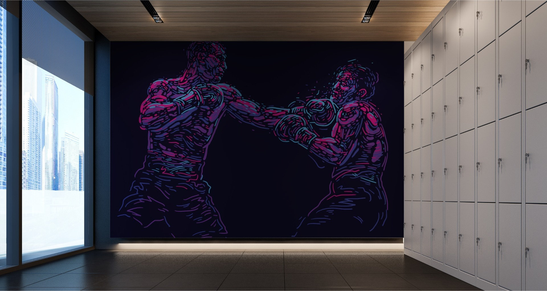 Boxers Illustration Boxing Wallpaper Mural Art Print Photomural Wall ...
