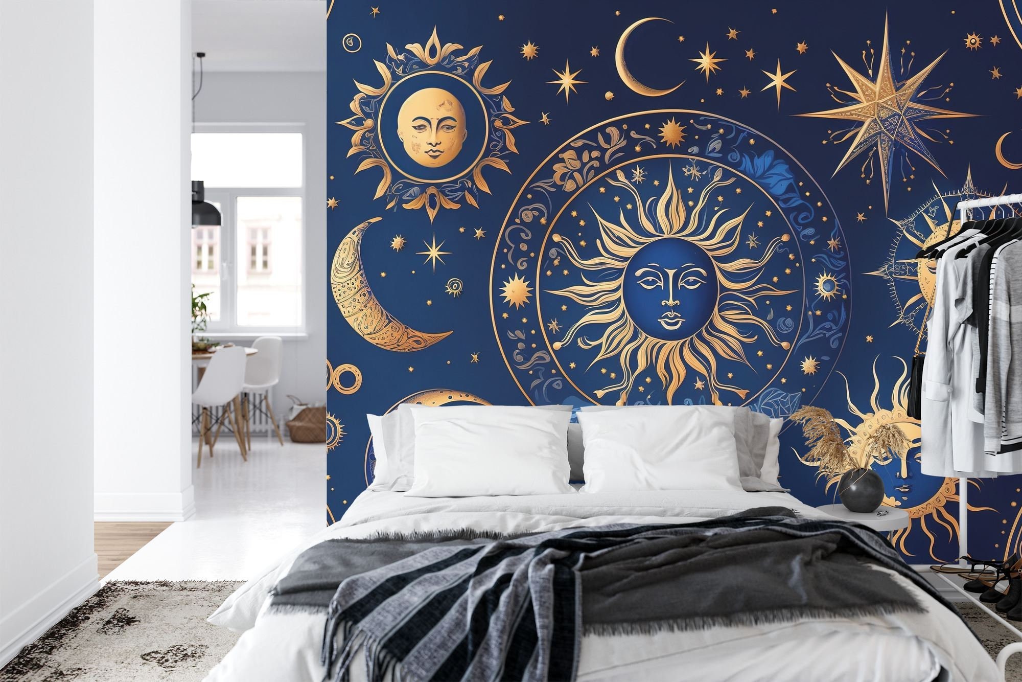 Golden Stars Moon,planets,mystical Tarot Cards, Fantasy Magic Space AI ...