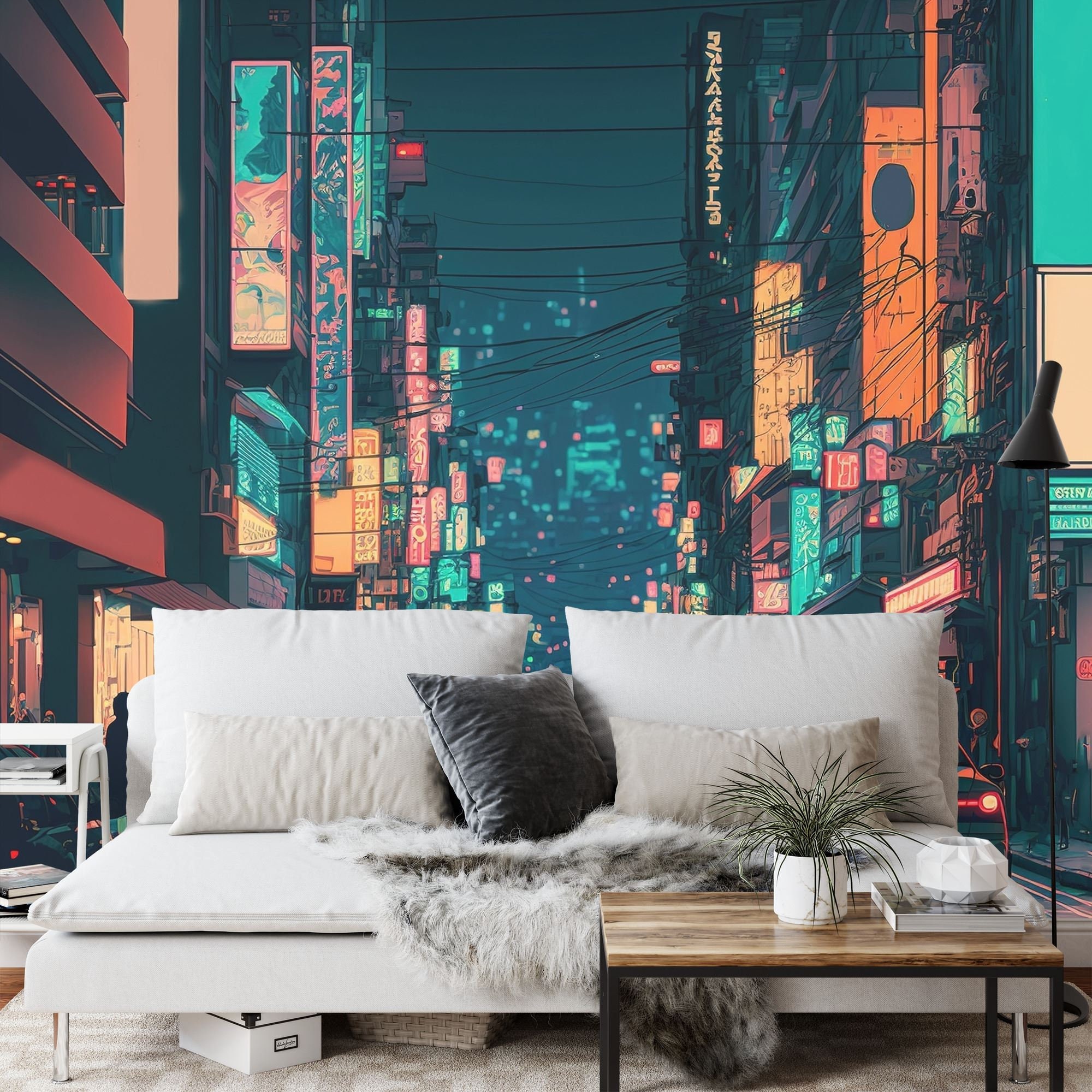 Cyberpunk Future Metropolis Ai Generate Gift Art Print Photomural ...