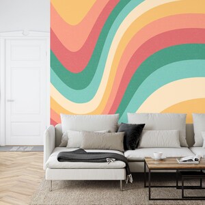 Retro Groovy Colorful Wavy Abstract Home Decor Wall Gift, Art Print ...