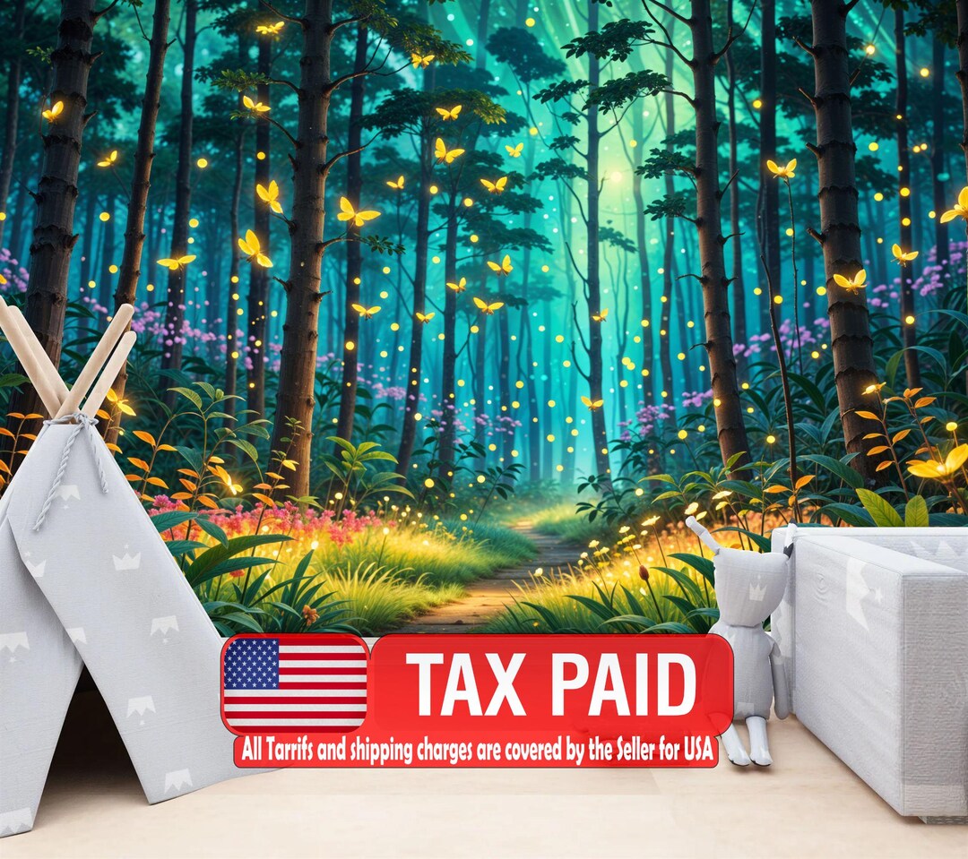 Enchanted Forest Mural, Magical Trees Wallpaper, Peel and Stick Decal ...