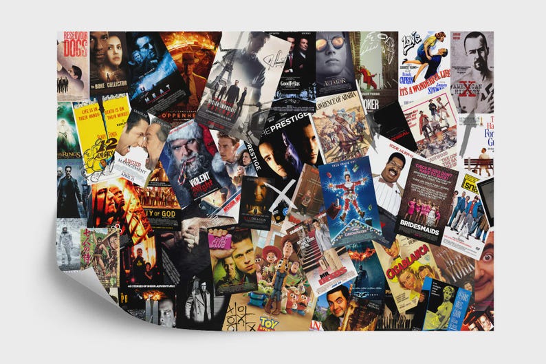 Movie Poster Collage Wallpaper Mural | Peel and Stick Wall Decal - Etsy