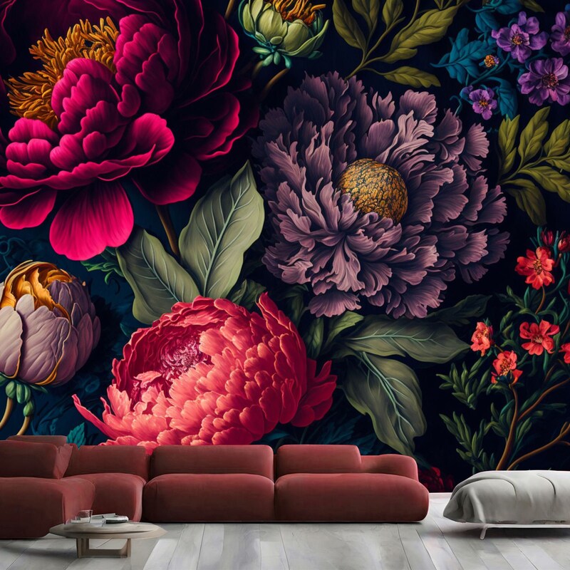 Peony Wall Mural - Etsy