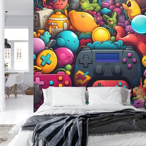 Gaming Room, Game Kids Playing Room Decor Gift, Art Print Photomural ...