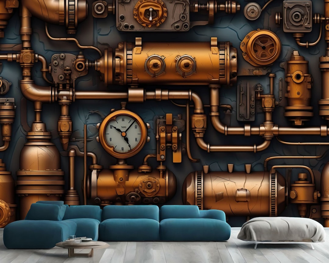 AI Generated Steampunk Pipes Valve Design Graphic Gift, Art Print ...