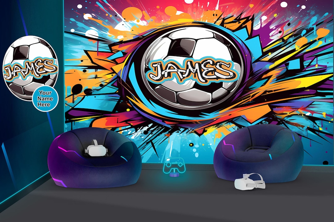Football Soccer Kids Room Custom Art Personalized Name Decal Sticker ...