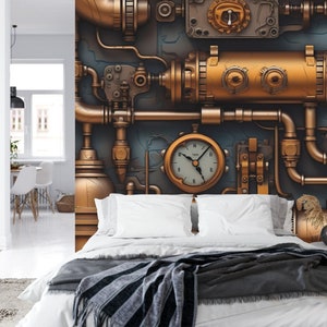 AI Generated Steampunk Pipes Valve Design Graphic Gift, Art Print ...