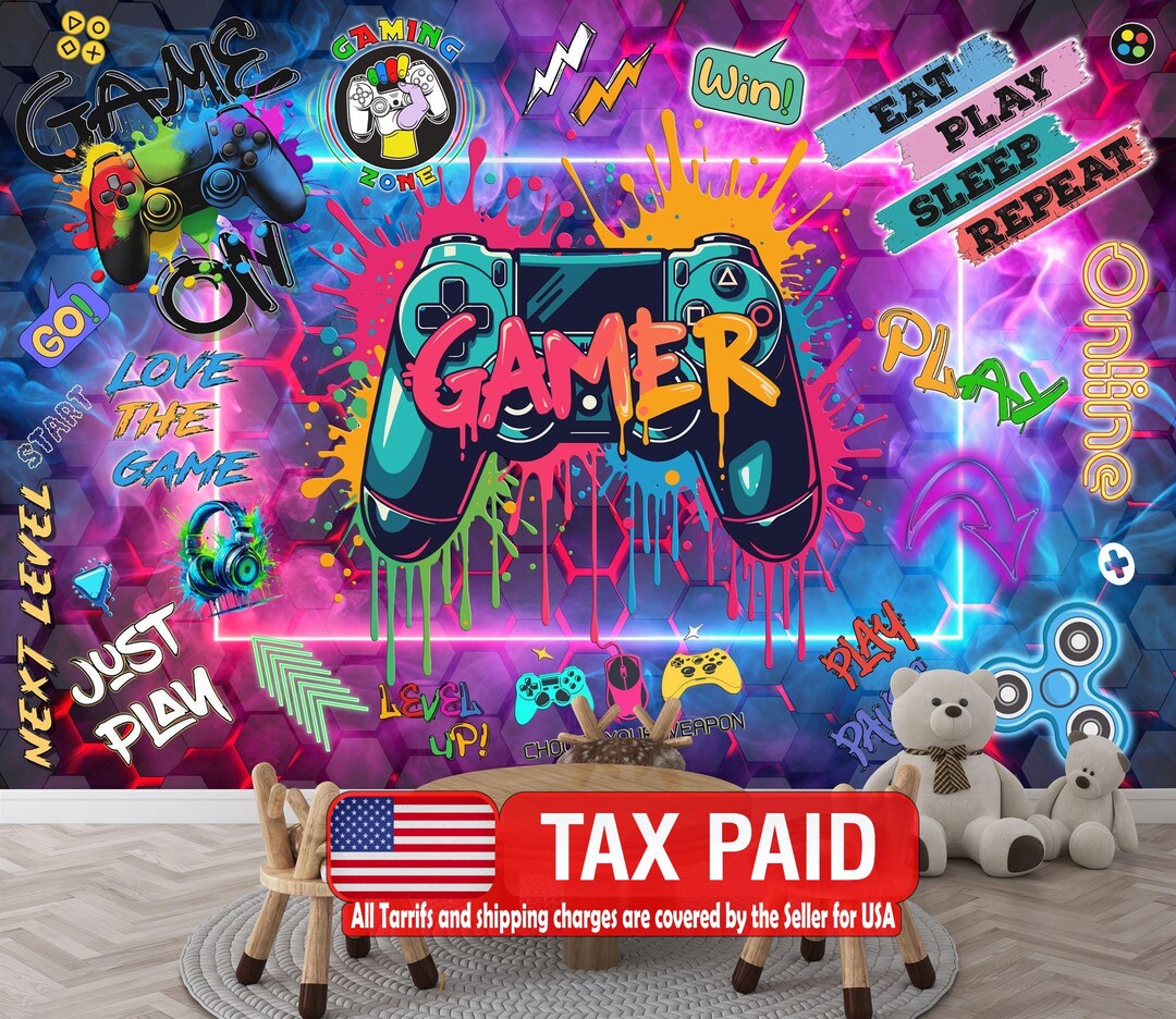 Gaming Room Wallpaper Mural, Peel and Stick Wall Decal - Etsy