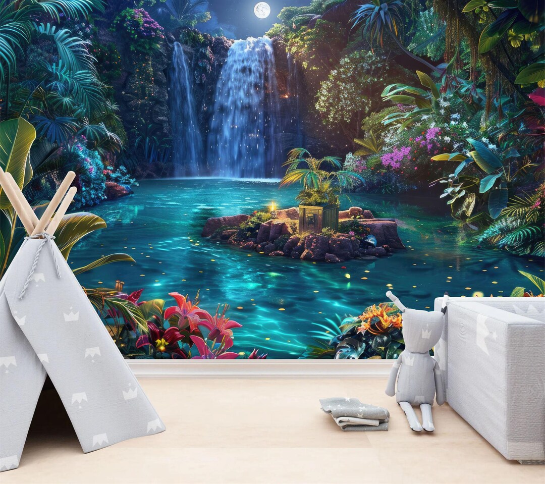 Fantasy Forest Glowing Trees Flowers Gift, Art Print Photomural ...