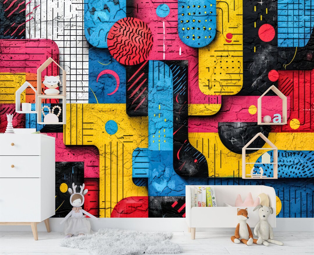 Colorful Memphis Design Digital Graphics Gift, Art Print Photomural ...