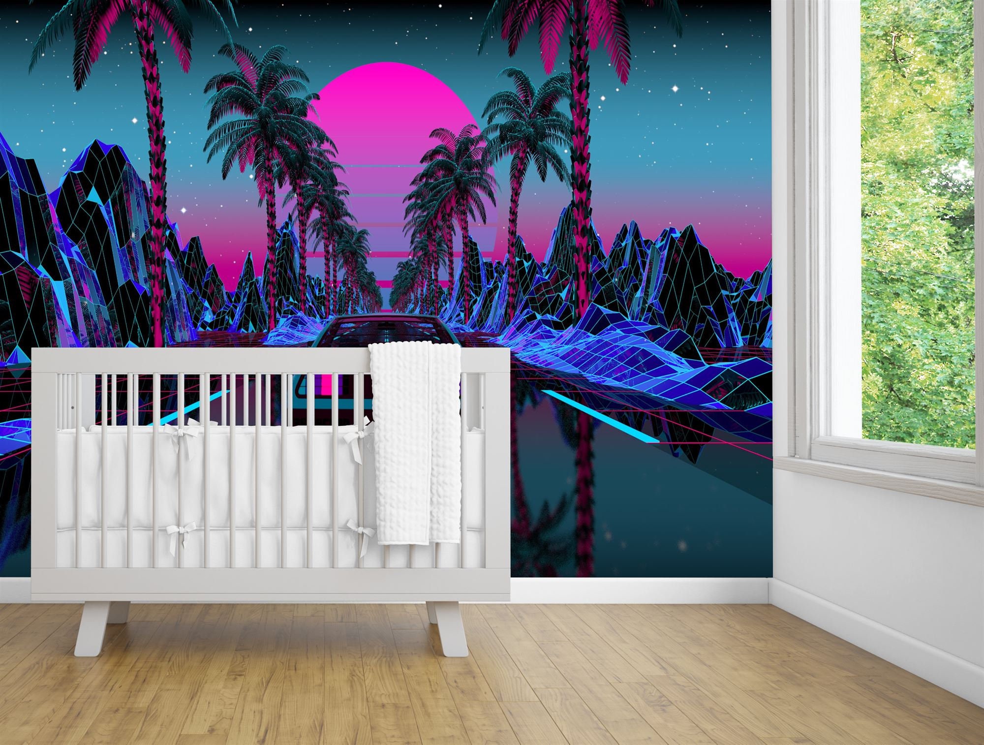 Vaporwave Cyberpunk Digital Palm Trees Out-run Gift for Kids - Etsy