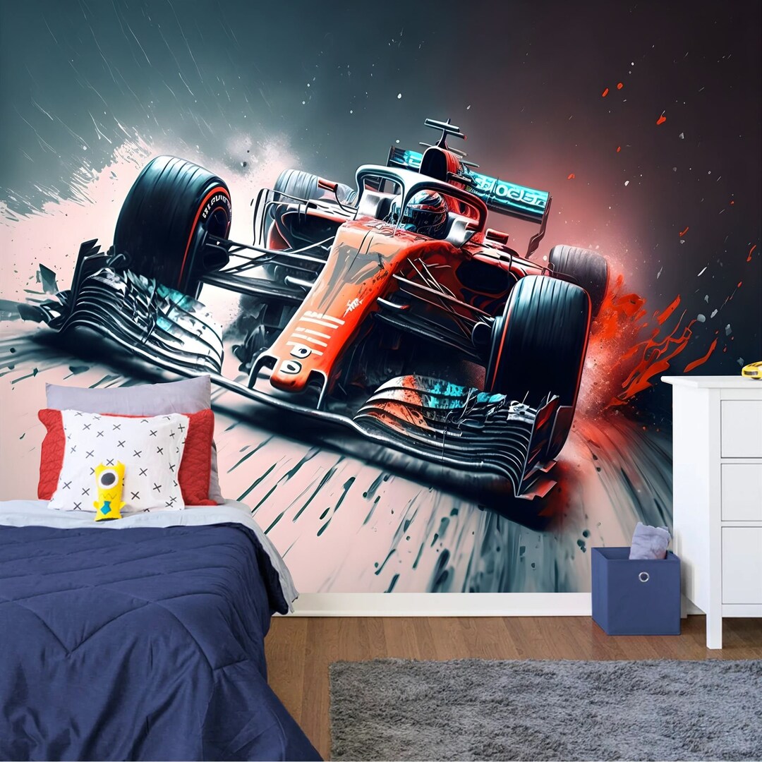 Abstract Formula 1 Racing Cars on Track Generated AI Gift, Art Print ...