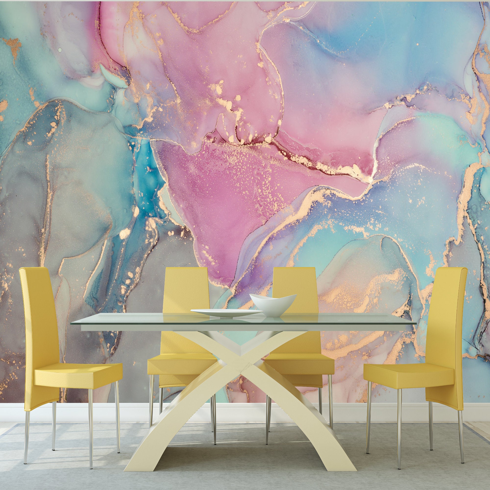 Ink Color Abstract Marble Texture Art Print Photomural Wallpaper Mural ...